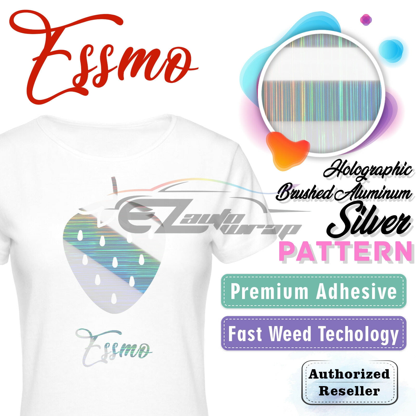 Essmo Holographic Aluminum Heat Transfer Vinyl HTV T-Shirt 20" Iron On ...