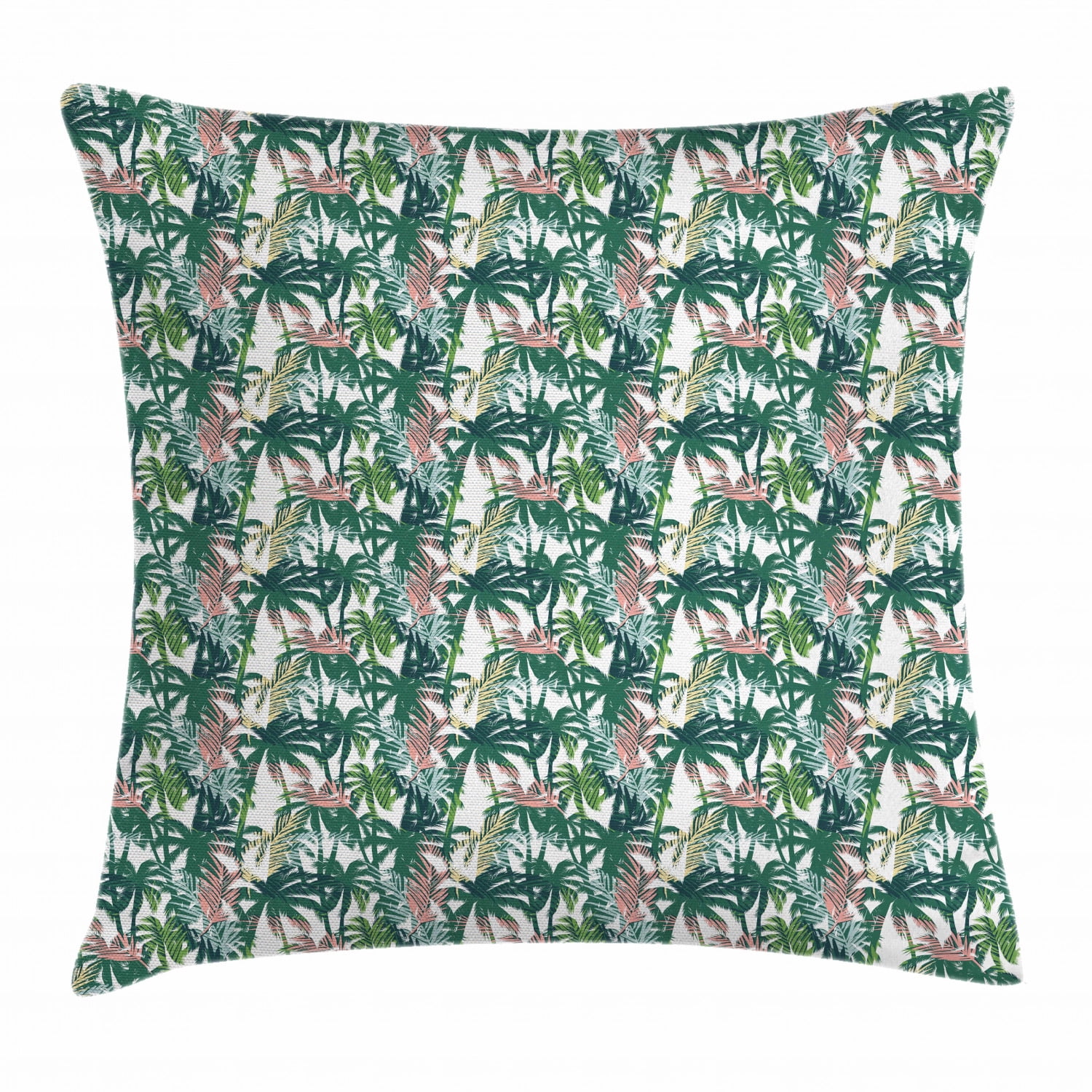Palm Tree Throw Pillow Cushion Cover, Dreamy Abstract Jungle Foliage ...