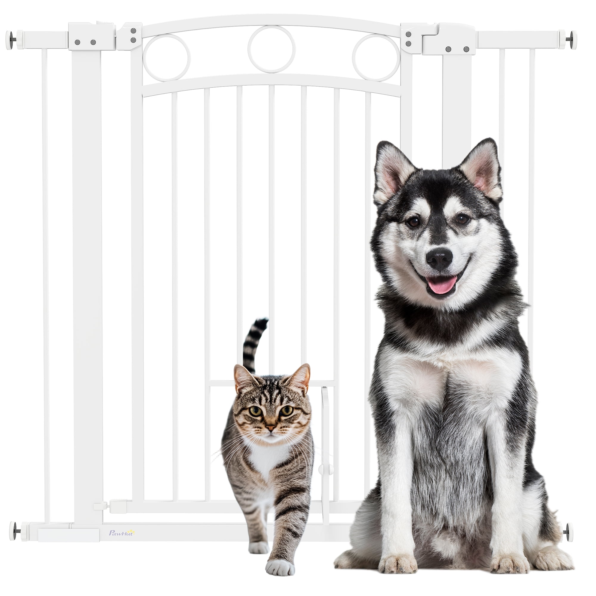 Click here for Pawhut Dog Gate With Cat Door  2 Extension Kits  3... prices