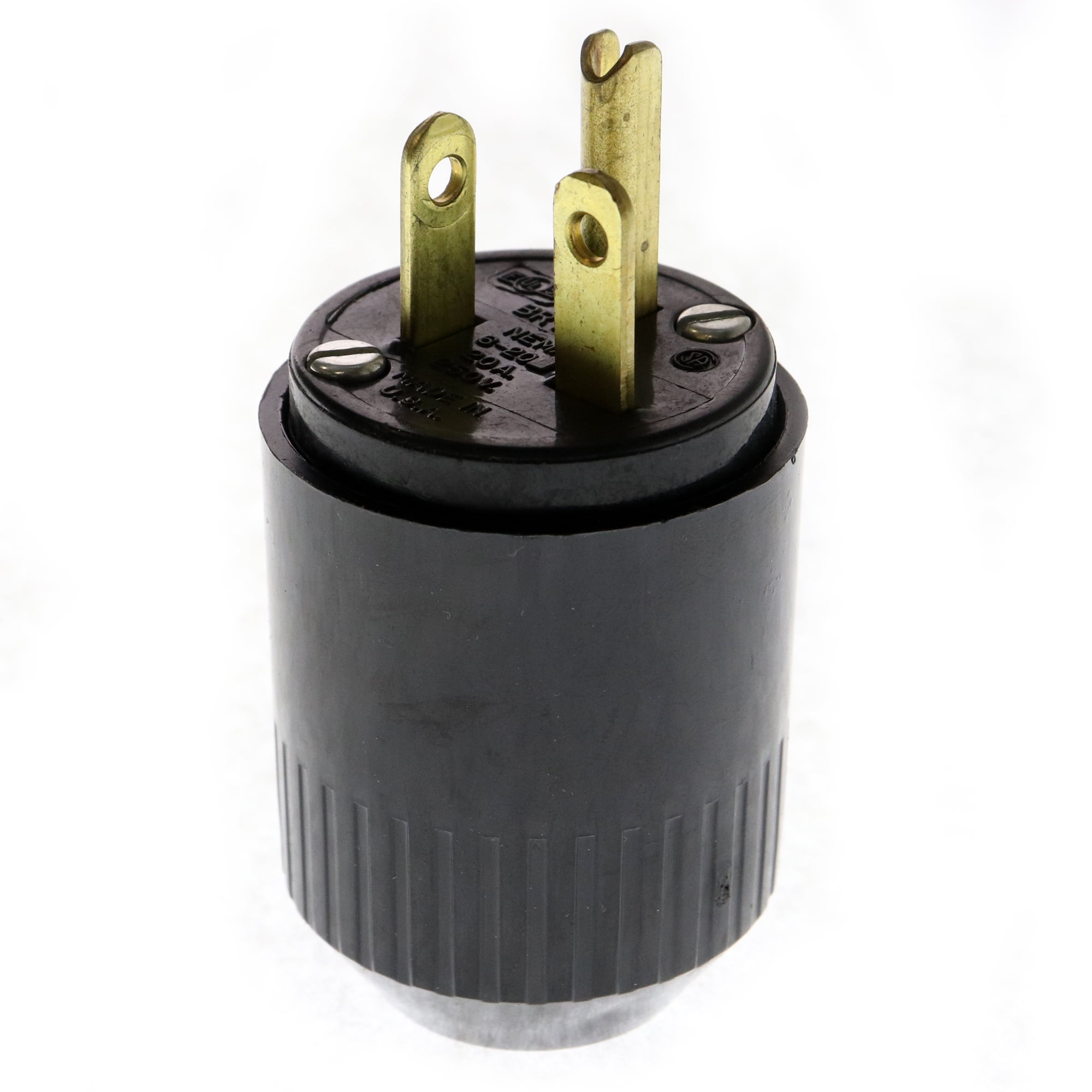 Bryant 5464BZ Straight Blade Plug, Solid Black, 20A, 250V, NEMA 6-20P ...