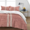 4 Piece Duvet Cover Set Twin, Vertical Cream Stripes Soft Breathable ...