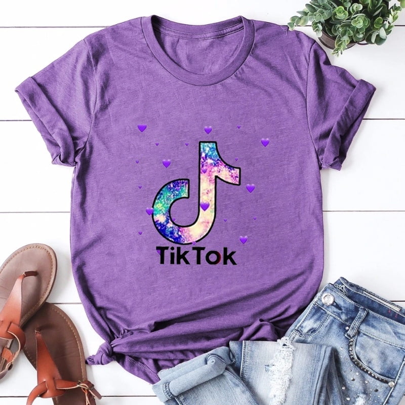 SySea - Tik Tok Print Women Short Sleeve T-Shirt - Walmart.com ...