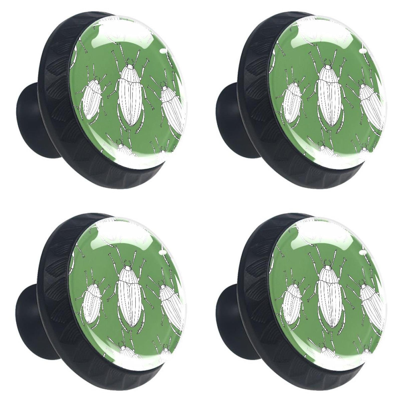 4 Pcs Drawn Beetles Green Knobs for Kitchen Cabinet Cupboard Dresser ...