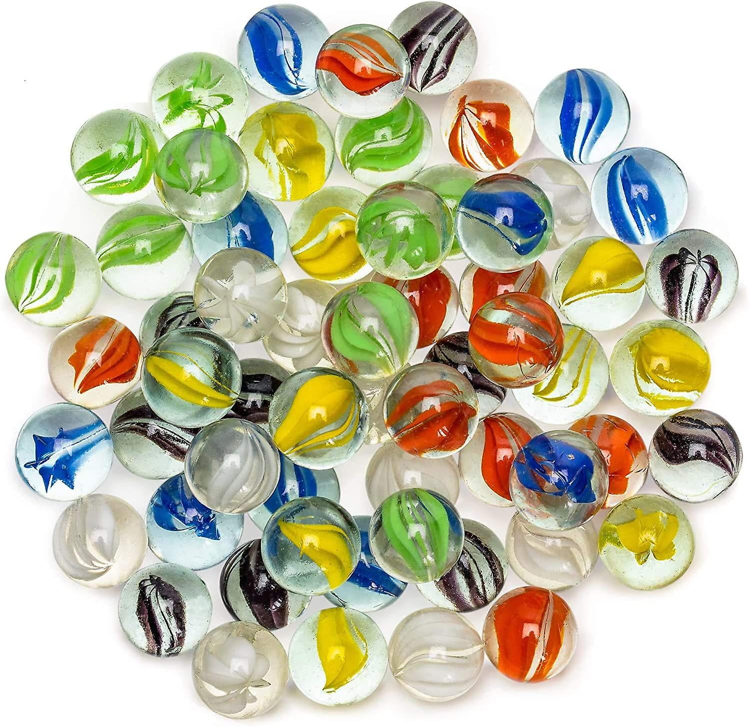 100 piezas, canicas de vidrio clásicas coloridas surtidas tradicionales ...