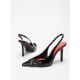 Black Patent Leather Slingback High Heels for Women, Pointed Toe Double ...