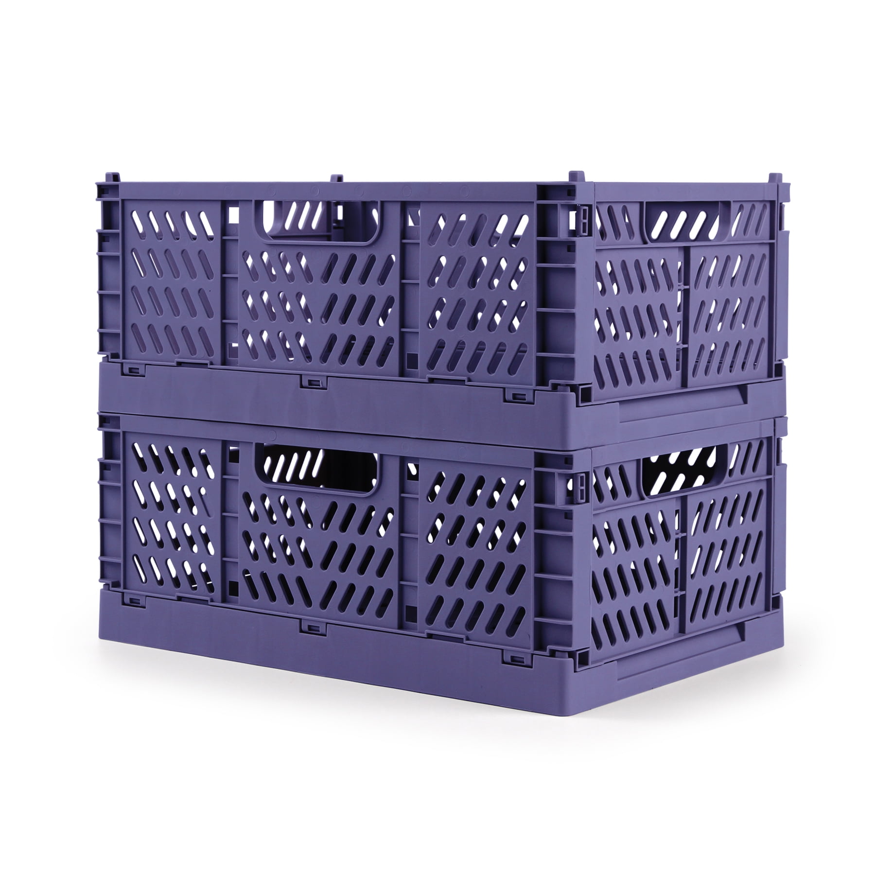 Collapsible Plastic Storage Crates, 6L, Blue, 2 Pack - Walmart.com
