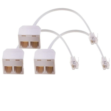 Telephone Splitters,RJ11 6P4C Duplex Wall Jack Adapter Dual Phone Line ...