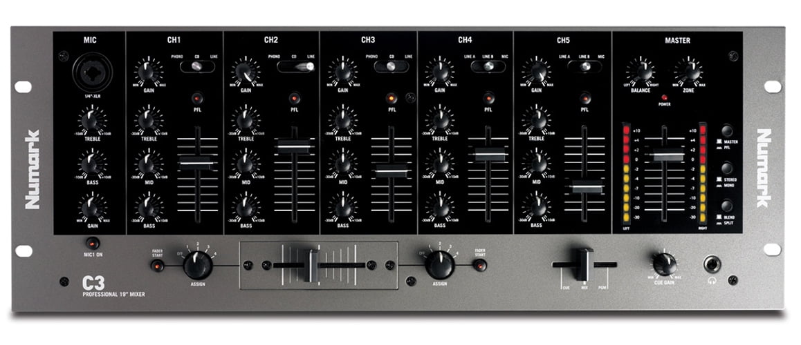 NEW! NUMARK C3USB 5 Channel 19" Mobile DJ Rack Mixer w/ 2 USB Ports & 3 ...