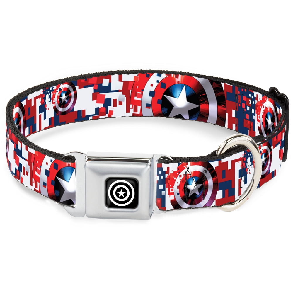 Marvel Comics Pet Collar, Dog Collar Metal Seatbelt Buckle, Captain ...