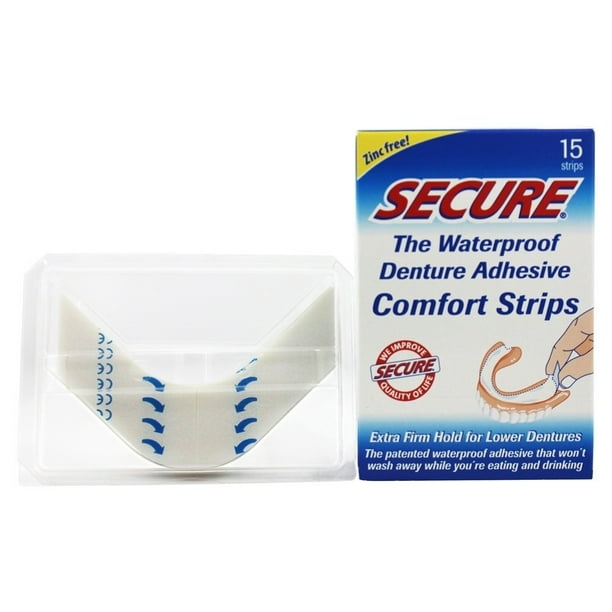 Secure Denture Adhesive Strips, 15 Pieces-3 Pack - Walmart.com ...
