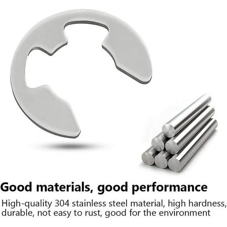 120pcs 1.5mm-10mm 304 Stainless Steel Circlip Ring Assortment, E-type ...
