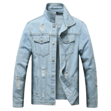 LZLER Casual Jean Jacket for Men Ripped Sports Denim Jacket - Walmart.com