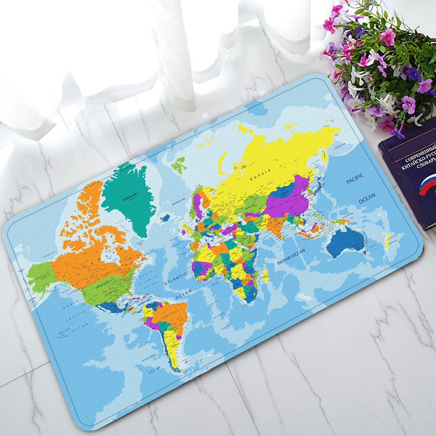 PHFZK Educational Doormat, Colorful World Map Doormat Outdoors/Indoor ...