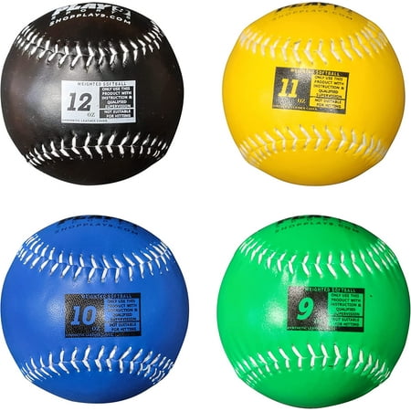 Play 9 Weighted Softballs for Pitching (Leather Set of 4) Size of ...
