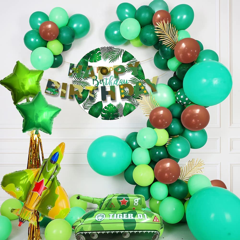 GEEKEO Military Party Decorations, Army Green Camouflage Balloon Arch ...