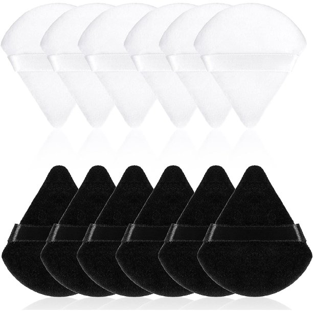 SHAR 12 Pieces Makeup Puff（White+Black）, Triangle Powder Puffs with ...