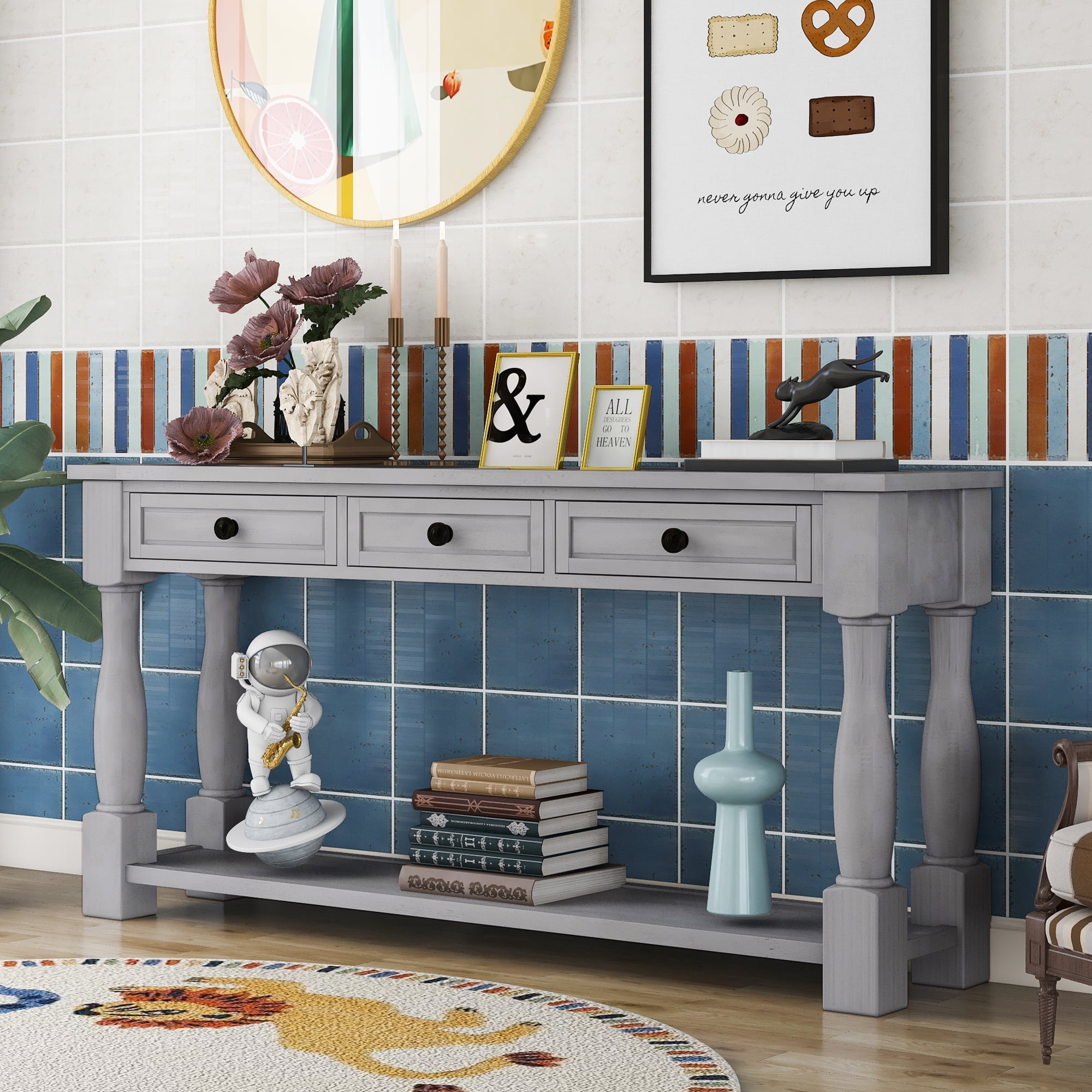 CLEARANCE! TREXM Console Table 64" Long Extra-thick Sofa Table with ...