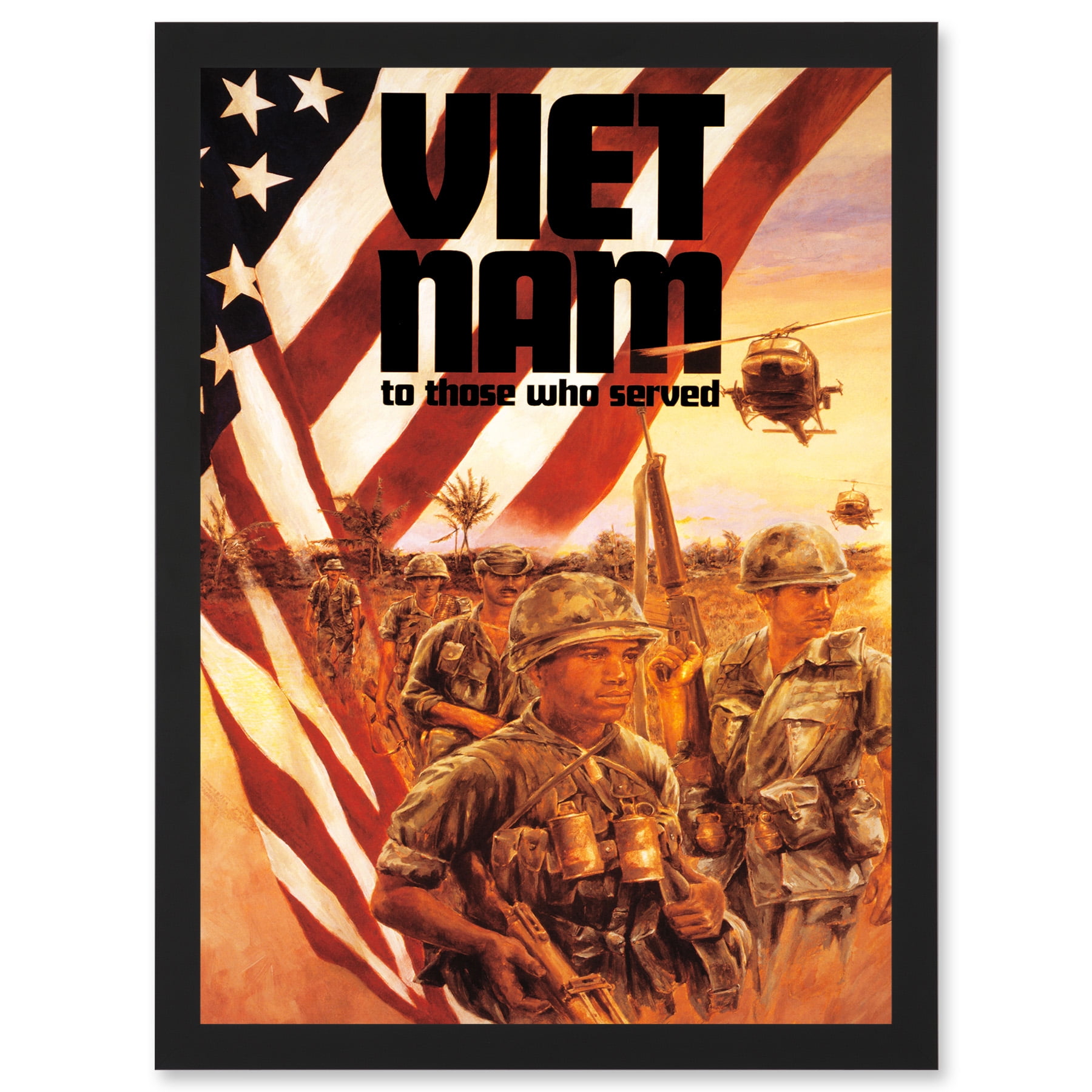 Vietnam War Veteran Flag Soldier Gun Military A4 Artwork Framed Wall ...
