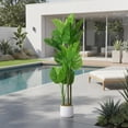 3.6FT Artificial Monstera Deliciosa Plant in White Tall Planter 43"H ...