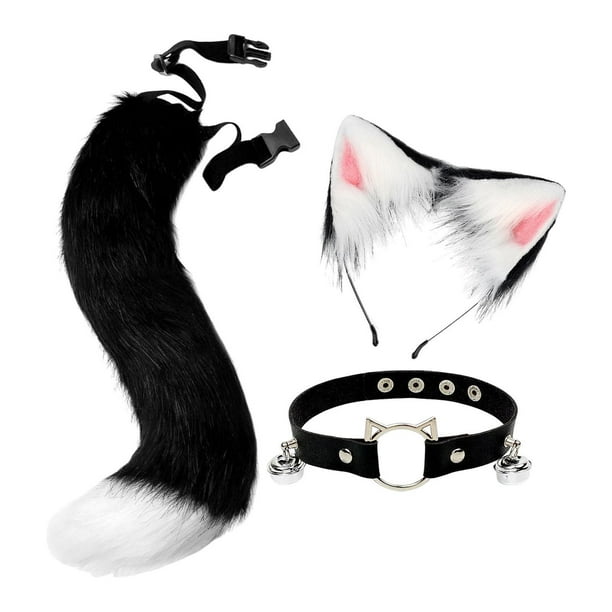 Unatoiry 1/2/3/5 Faux Cat Ears and Tail Set Costume Fancy Dress Gift ...