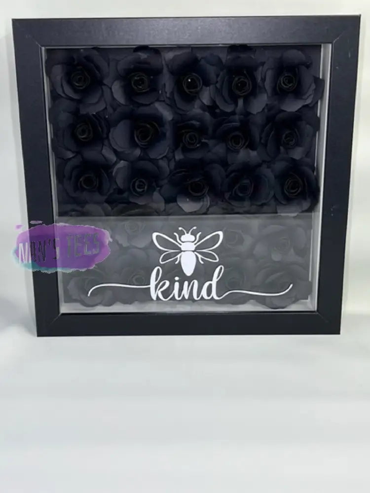 Hand Rolled Black Paper Flowers Set In 8" x 8" 3D Black Frame Shadow ...