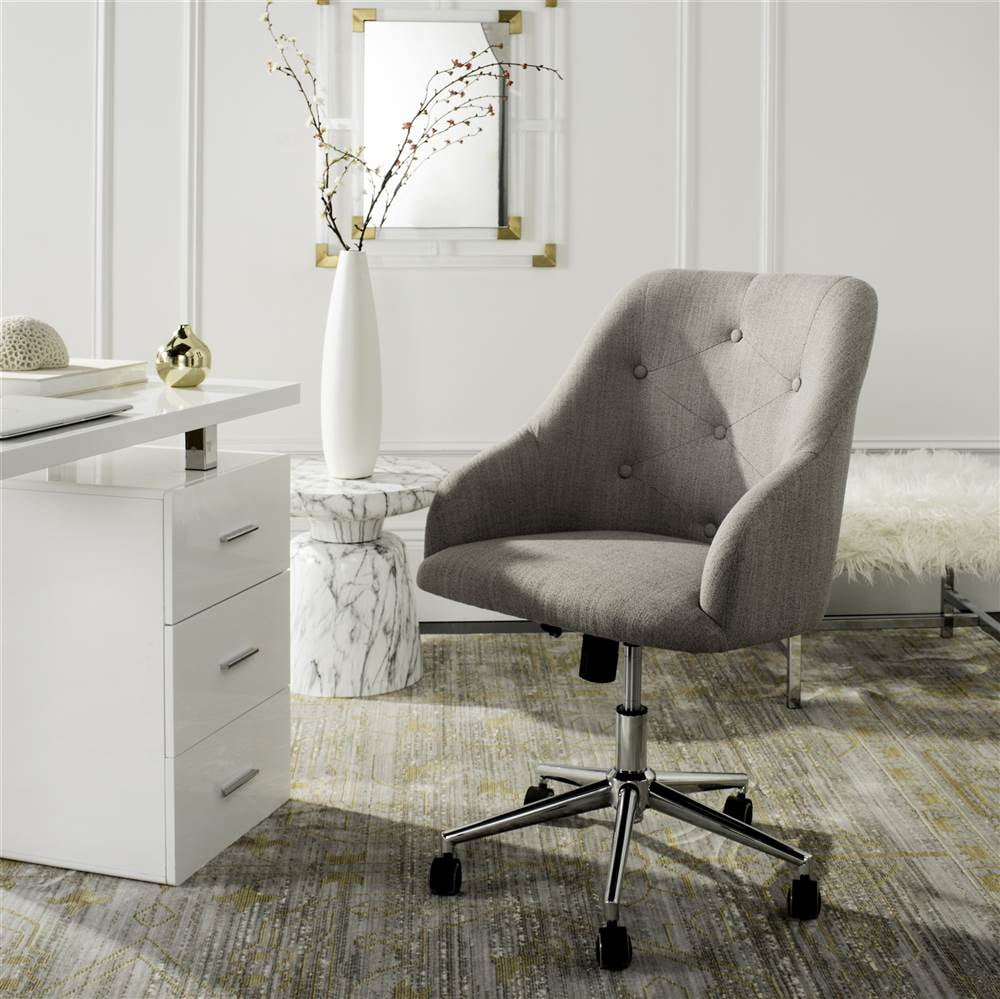 Safavieh Evelynn Transitional Tufted Chrome Leg Swivel Office Chair ...