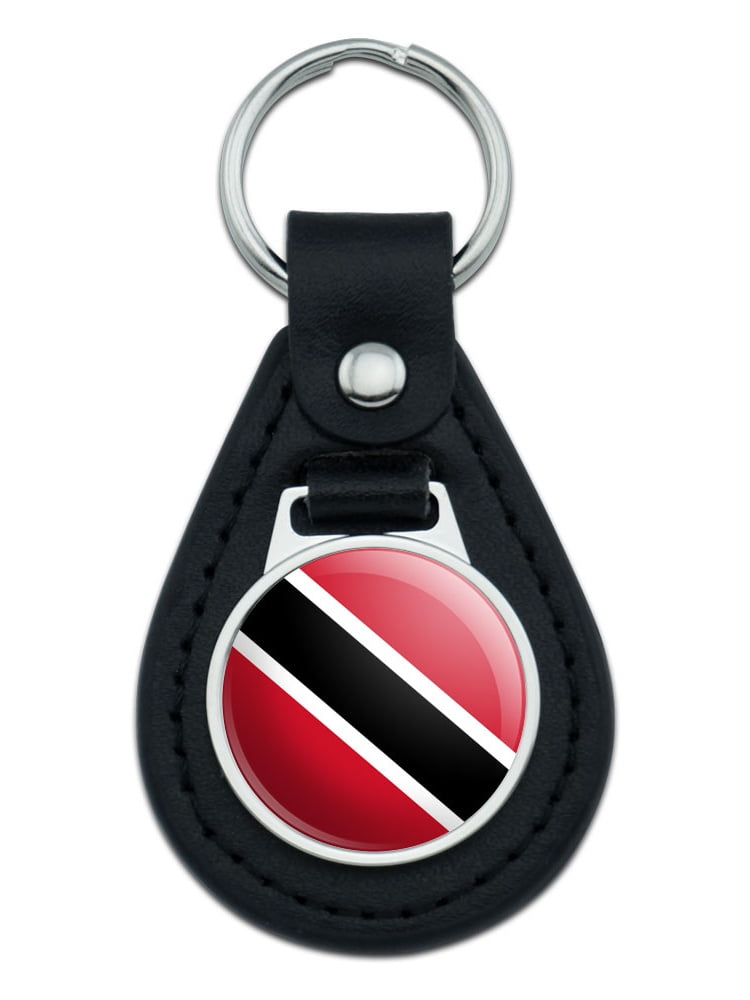 Trinidad and Tobago National Country Flag Black Leather Keychain ...