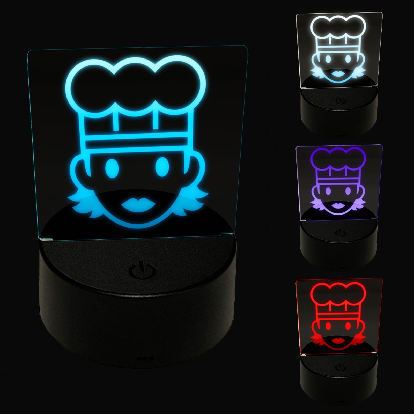 Occupation Chef Cook Woman Icon LED Night Light Sign 3D Illusion Desk ...