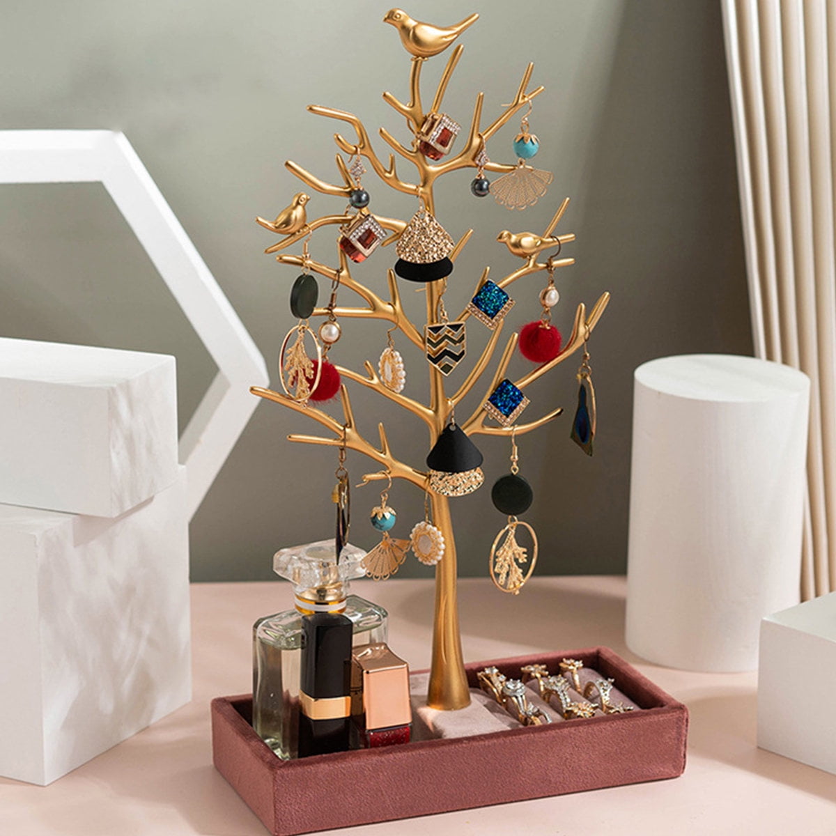 Travelwant Antique Birds Tree Stand Jewelry Display Necklace Jewelry ...