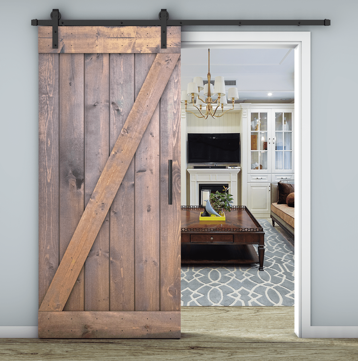 Essencaliy 38in x84in Solid Wood Barn Door, Made-in-USA Farmhouse ...
