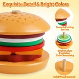 Montessori Burger Stacking Toys, Fine Motor Wooden Burger Toys with 10 ...