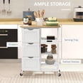 White Rolling Kitchen Island Trolley with Drawer, Storage Cabinet ...