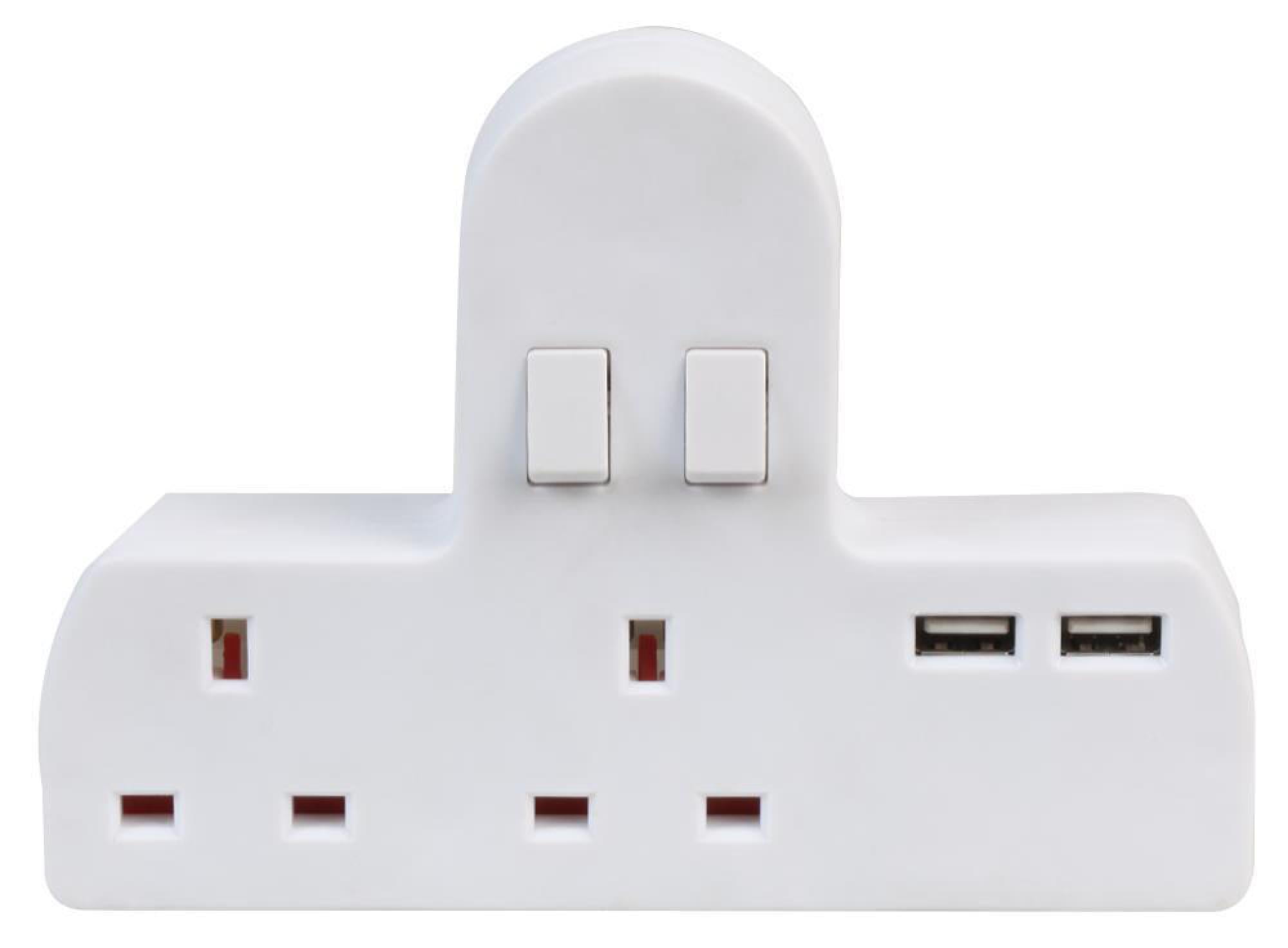 PRO ELEC - 2-Gang Mains Adaptor with Dual USB Ports - Walmart.com