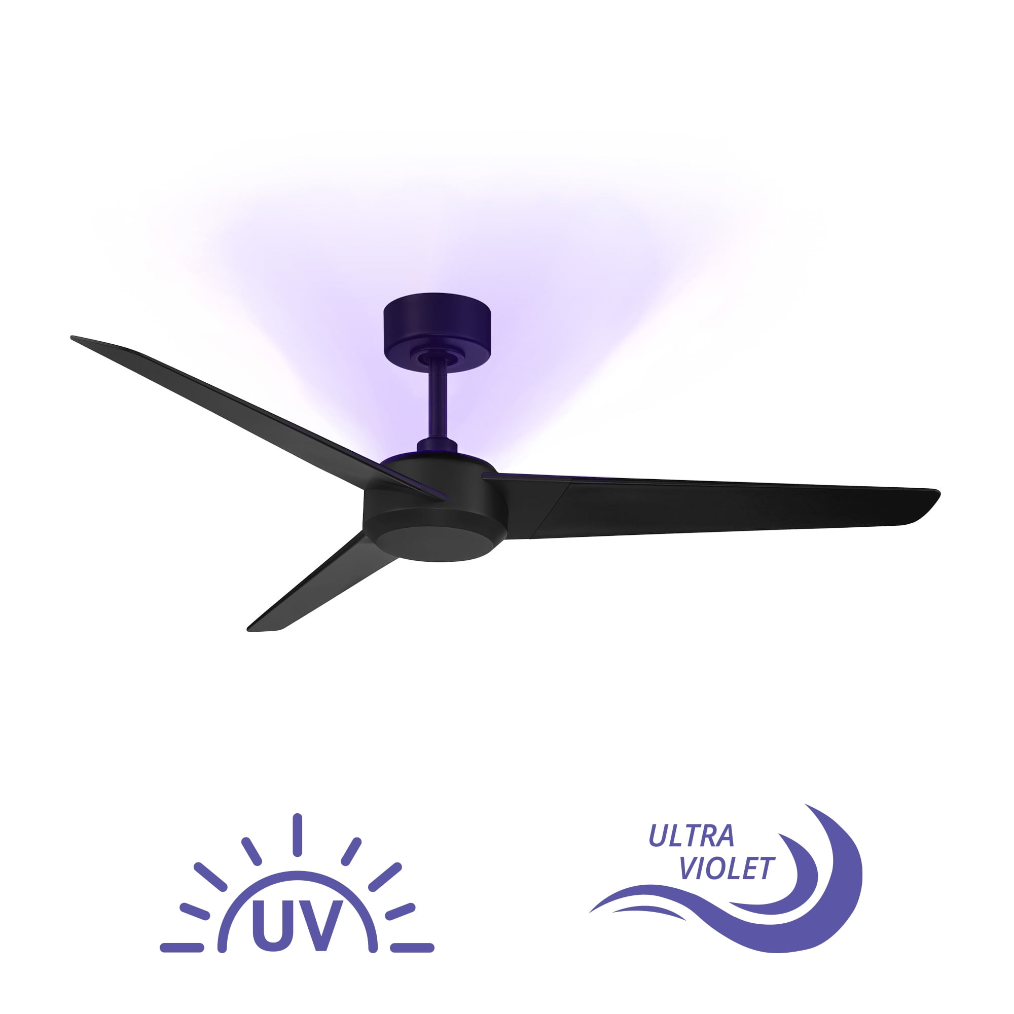 Ultra Indoor and Outdoor 3-Blade Smart Ceiling Fan 54in Matte Black UV ...