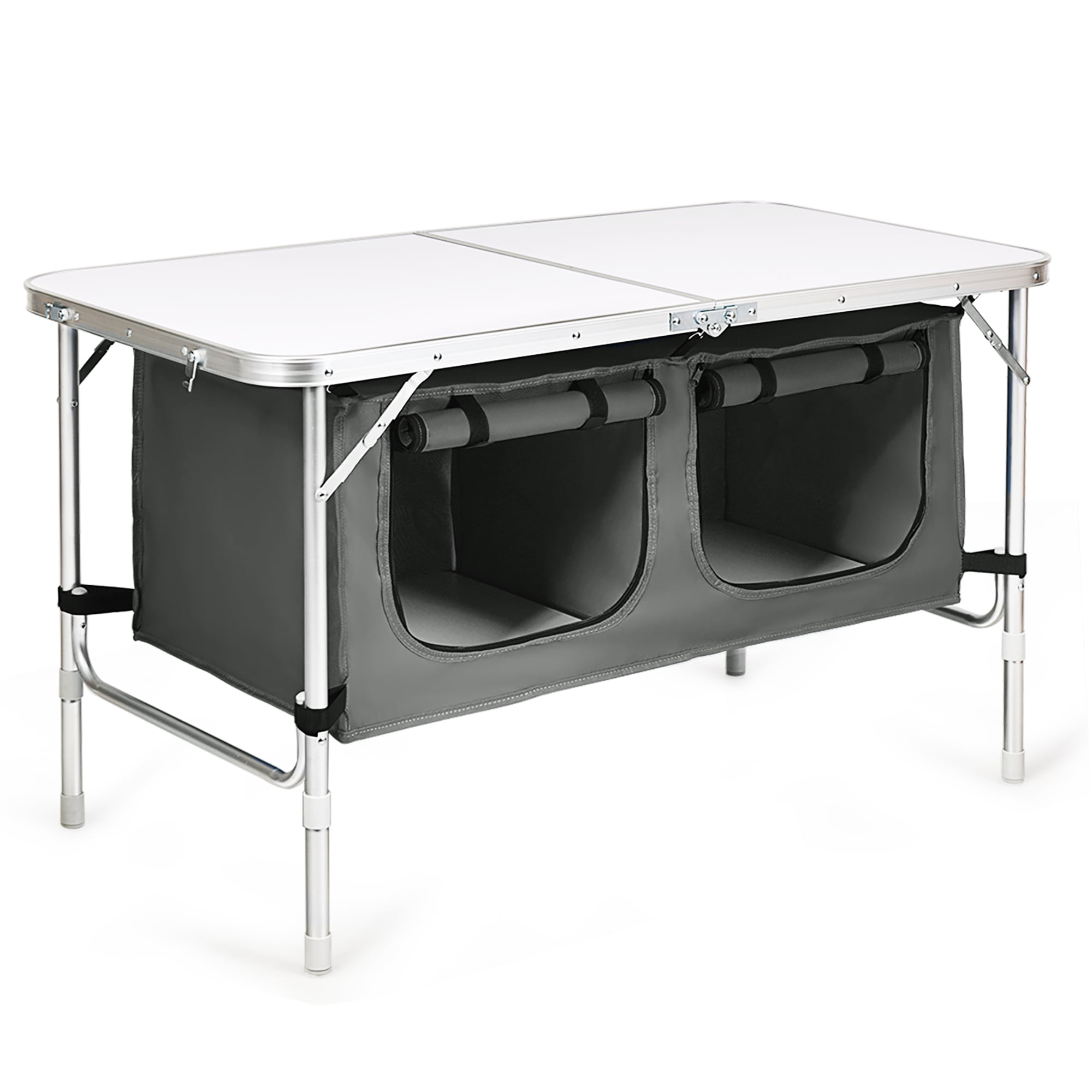Click here for Costway Adjustable Camping Table Aluminum W/ Stora... prices