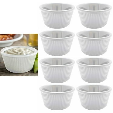 6 Mini Ramekins White Melamine Condiment Bowl Souffle Dish Saucer Cups ...