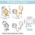 32Pcs 2 Colors Brass Clip-on Earring Findings with Clear Cubic Zirconia ...