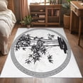 Bamboo Forest Oriental Area Rug, Botanical Pattern Carpet, Washable Non ...