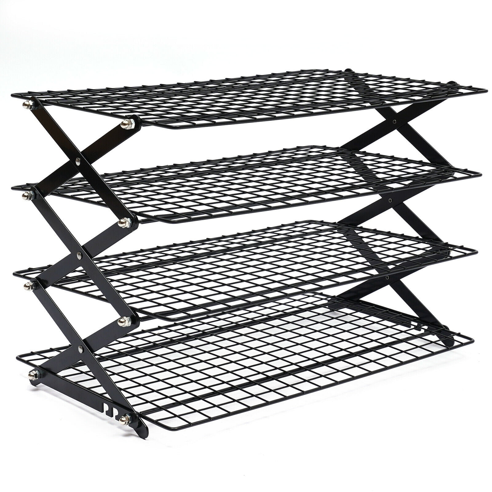 4-Tier Collapsible Iron Shelf Baking Cooling Stand Stackable Camping ...