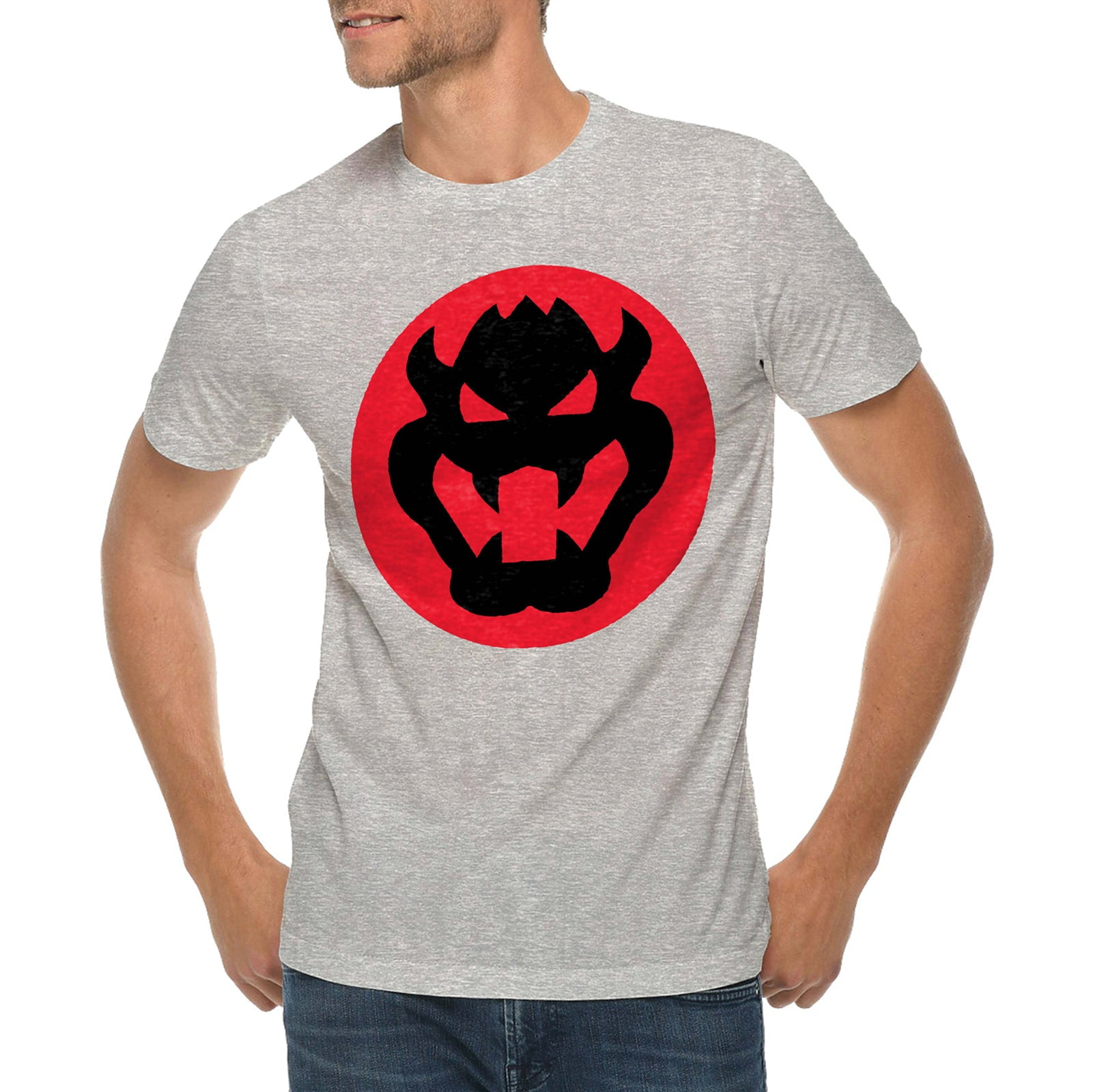 Big Size Bowser Face Graphic Design Deluxe Jersey T-Shirt - Heather ...
