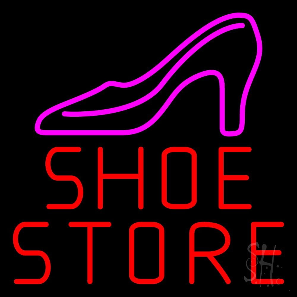 Red Shoe Store LED Neon Sign 24 x 24 - inches, Black Square Cut Acrylic ...