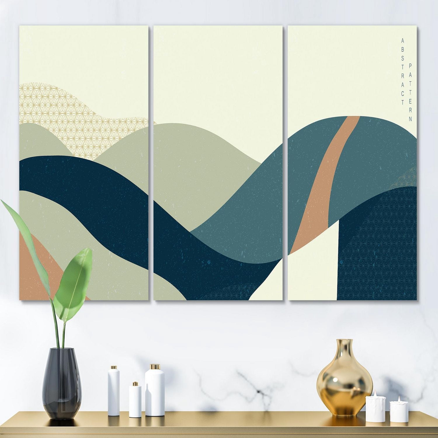 Designart Abstract Geometric Landscape With Hills Canvas Wall Art ...