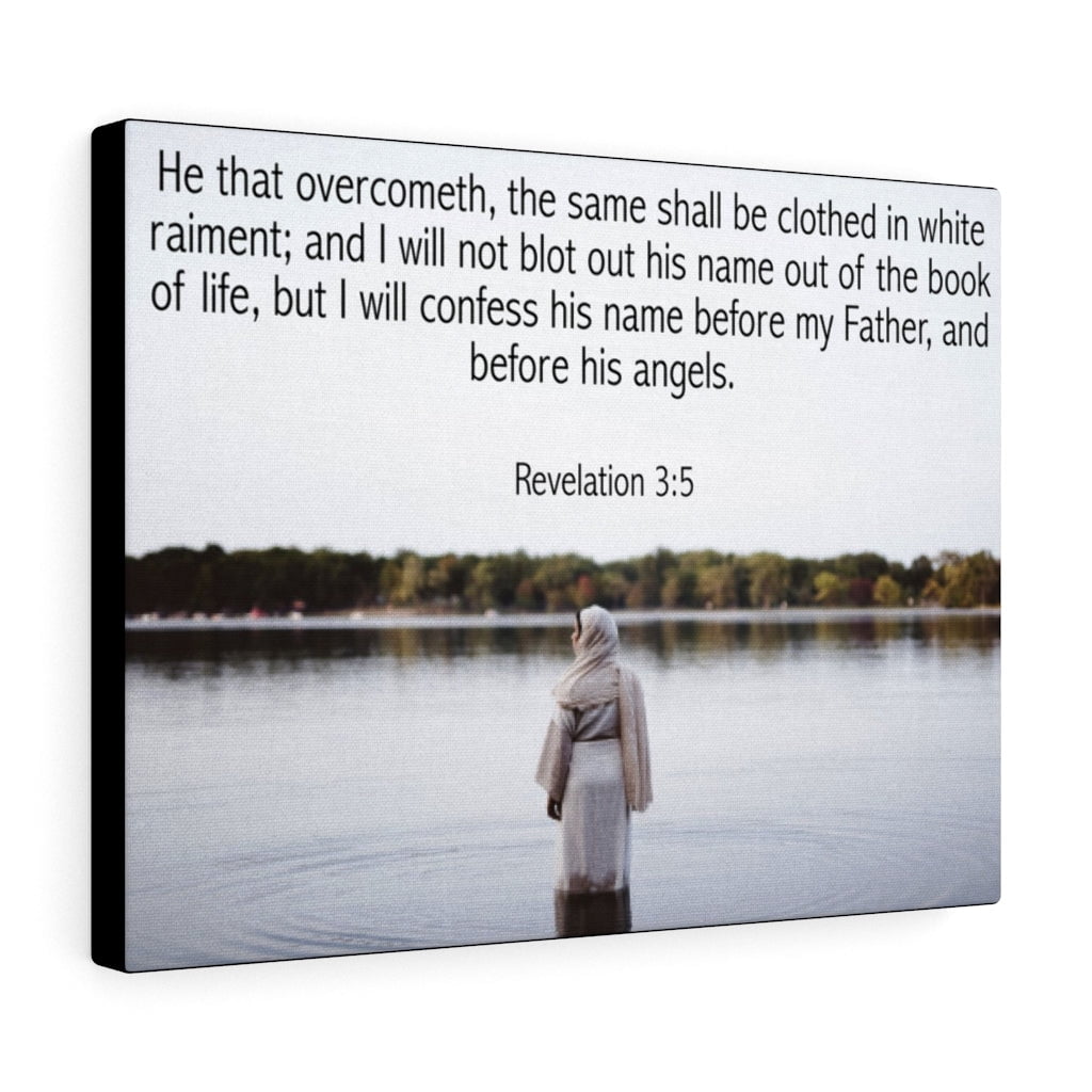 Scripture Walls Clothed in White Revelation 3:5 Bible Verse Canvas Christian Wall Art Ready to ...