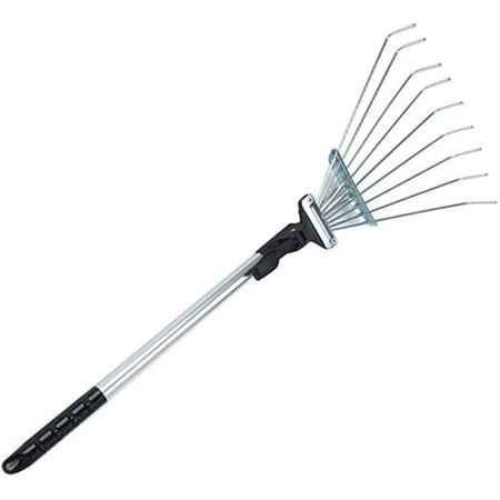 Lonbiaci Metal Rakes Garden Leaf Rake Adjustable Telescopic Folding ...