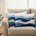Abstract Ocean Waves Outdoor Throw Pillow Covers Set of 2, Gradient ...