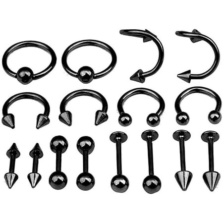 Body Piercing Jewelry,16Pcs/Set Nose Ear Lip Belly Nipple Eyebrow ...