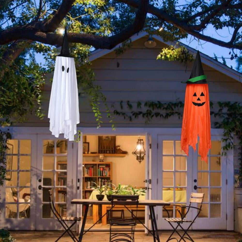Halloween Decorations, 2 Pack Pre-Installed Pumpkin Ghost Witch ...