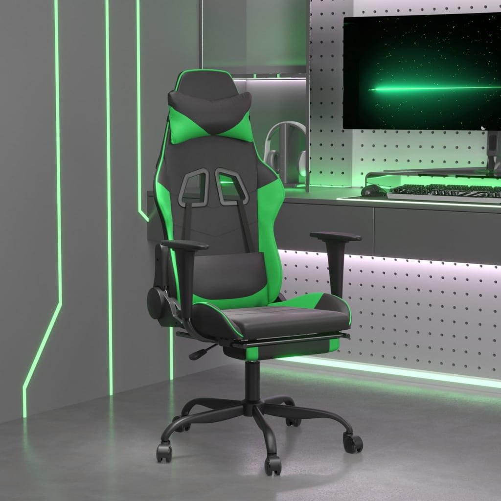 Click here for Vidaxl Gaming Chair With Footrest Black And Green... prices