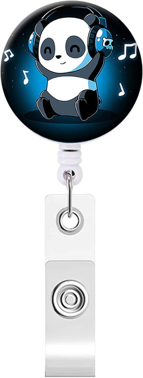 Badge Reel, Happy Cute Panda Retractable ID Card Badge Holder with ...