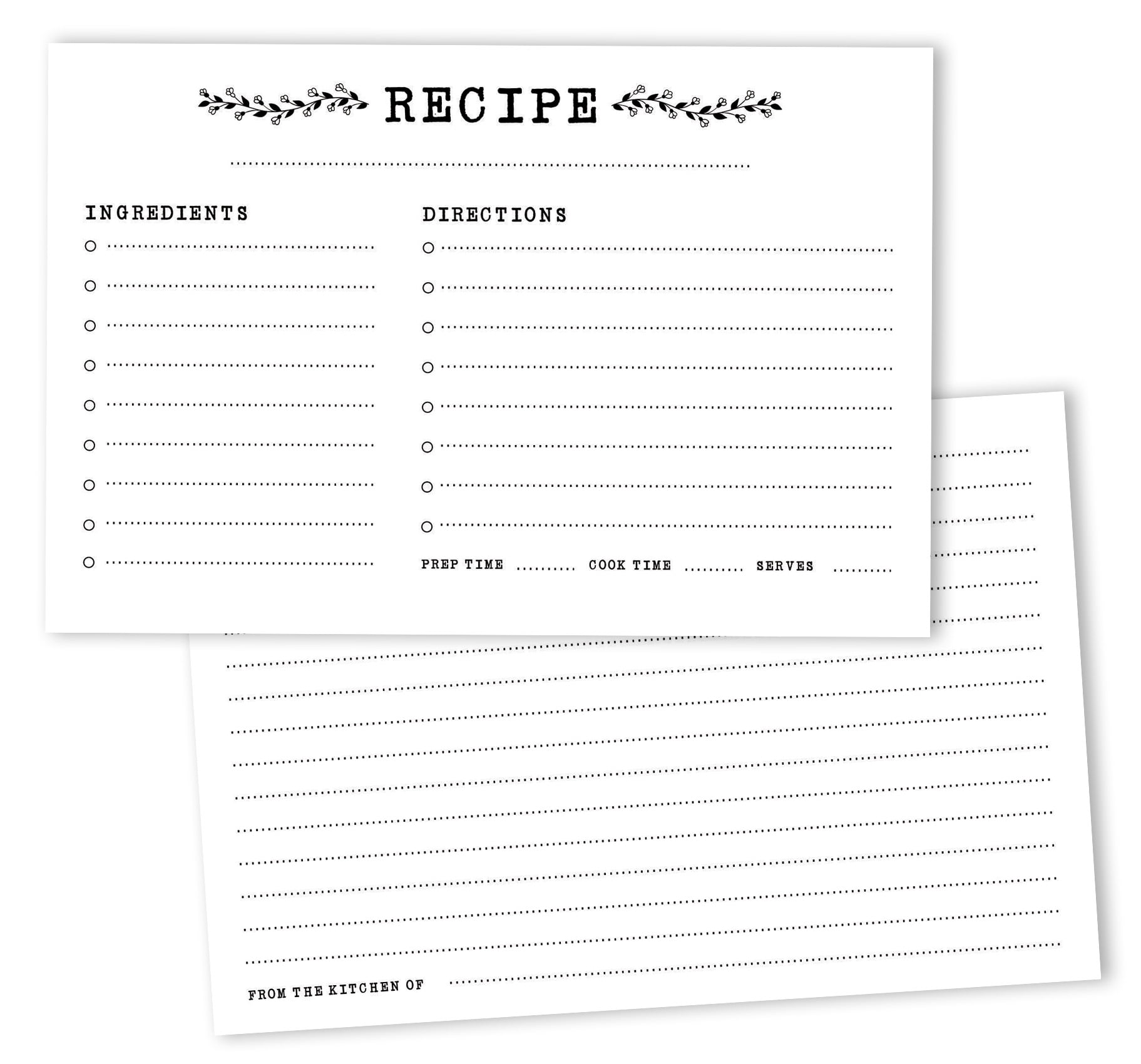 Inkdotpot 4x6 Inch Recipe Cards (Set of 50) , Thick Double Sided ...